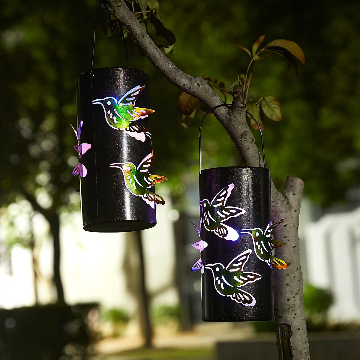 Outdoor Solar Lanterns, Waterproof Hanging Table Rattan Lights for Patio, Solar Nature Lantern Lamp with Edison Bulb for Pathway Garden Porch Yard Home Decor Black