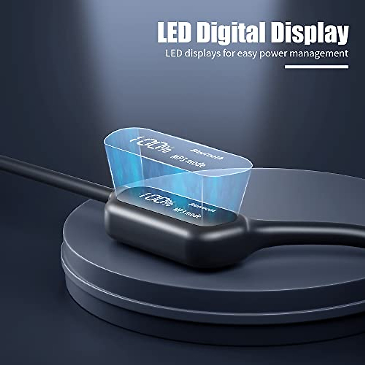 Ortizan Bone Conduction Headphones with LED Display, Open Ear Headphones Bluetooth 5.3 Sports Wireless Earphones with Built-in Mic IPX8 Waterproof for Swimming,Running, Cycling, Hiking(I6,Black)