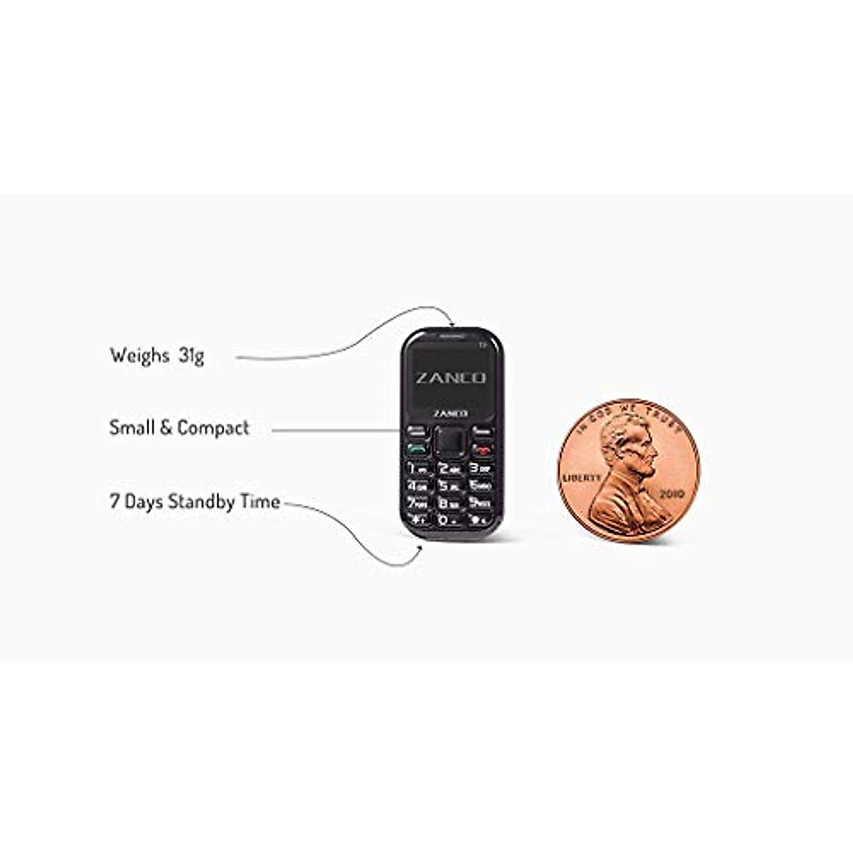 zanco Tiny t2 World's Smallest 3G WCDMA Mobile Phone,Smallest Mini Phone Small Phone Travelling Phone,Pocket Cell Phone