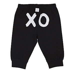 Stephan Baby Black and White Collection, Sweat Pants-Style Diaper Cover, Hugs + Kisses, Fits 6-12 Months (G2151)