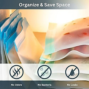 MHSEcoFriendly Meal Prep Storage Kit - 15 Reusable Freezer Bags, Baggy Rack, & 20 Strong Freezer Labels | BPA-Free, Leakproof, & Multipurpose Food Storage