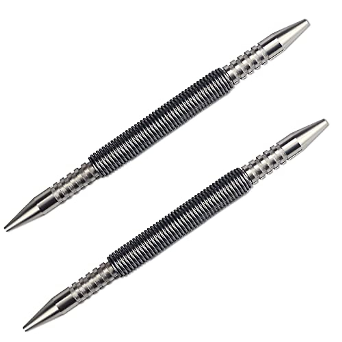PMIIO 2 Pieces Dual Head Nail Setter Spring Loaded Nail Set Spring Nail Punch Hammerless Tool Kit 3/32″& 1/8″ Tools 3500 PSI Striking Force Counter Punch