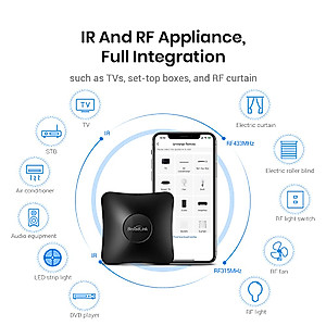 BroadLink IR/RF Smart Home Hub-WiFi IR/RF Blaster for Home Automation, TV, Curtain, Shades Remote, Smart AC Controller, Works with Alexa, Google Assistant, IFTTT (RM4 pro)