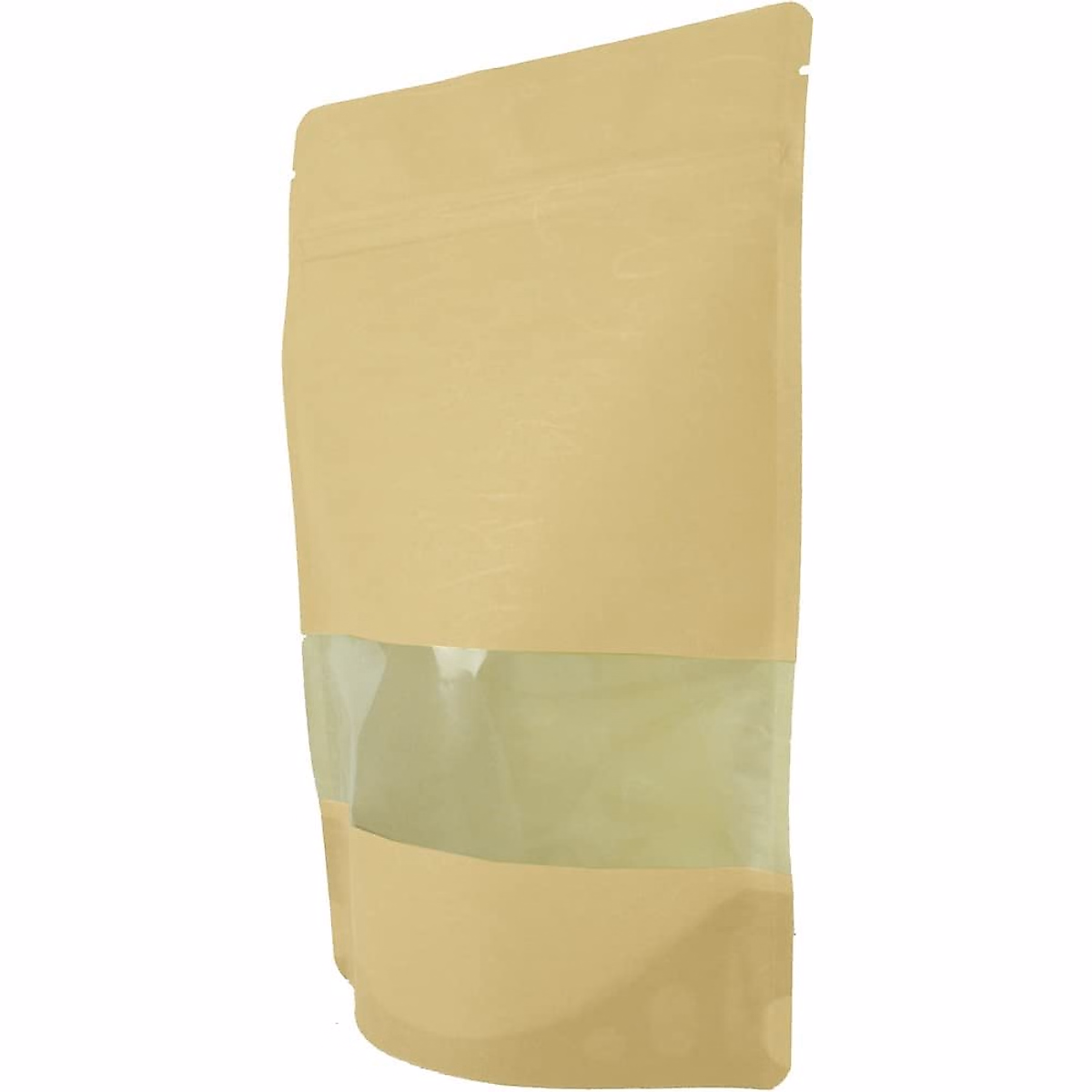 50 Rice Paper Stand-up Zip Pouch with Window (Medium, Natural Kraft)