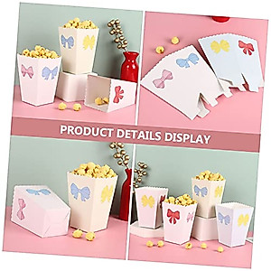 FELTECHELECTR 12pcs Popcorn Boxes Bow Popcorn Disposable Snack Containers Red Bows White Cardboard Sheets Theater Container Cup Popcorn Bucket Movie Theater Popcorn Boxes Popcorn Boxes for Party