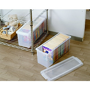 Tenma Book Storage Box, Clear, Width 6.7 x Depth 17.7 x Height 7.9 inches (17 x 45 x 20 cm), Comic Book Storage Box