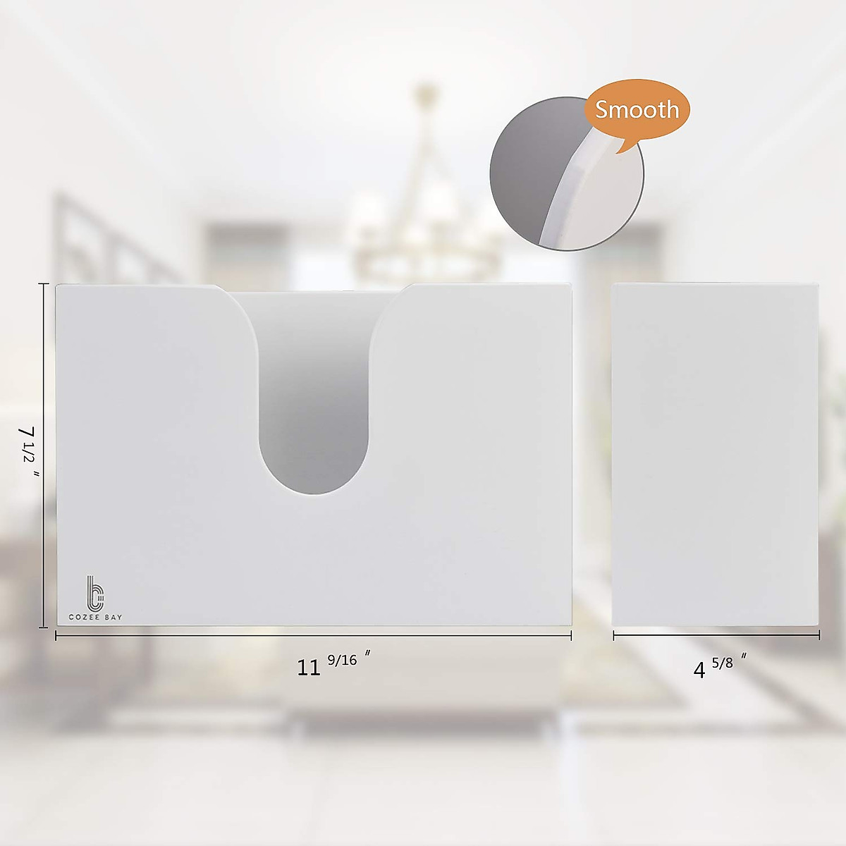 Bamboo Paper Towel Dispenser, Paper Towel Holder for Kitchen Bathroom Toilet of Home and Commercial, Wall Mount or Countertop for Multifold, C Fold, Z fold, Trifold Hand Towels (White)