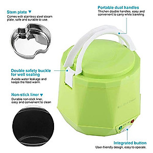 1.6L 24V Small Portable Multifunctional Electric Rice Cooker Food Steamer for Truck Car Outdoor(1#)