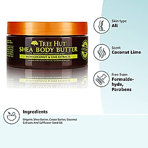 Tree Hut 24 Hour Intense Hydrating Shea Body Butter, Coconut Lime, 7 Ounce