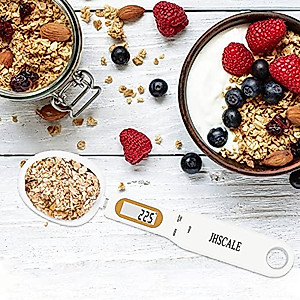 JHSCALE Spoon Scale,Electronic Food Scale 500g/0.1g Weighing for Grams and OZ,Digital Kitchen Scale with Handle Grip and Spout for Coffee Power,Pills,Tea,Flour,Oil,Baking (White)
