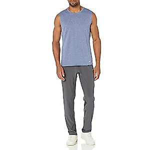 Amazon Essentials Men's Tech Stretch Muscle Shirt, Blue Heather, Large