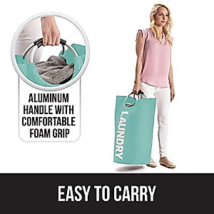 Gorilla Grip Laundry Basket and 3 Piece Packing Cubes, Laundry Basket Size 82L, Easy Carry Handles, Space Saving Travel for Carry On in Multiple Sizes, Mesh Zipper, Both in Turquoise, 2 Item Bundle