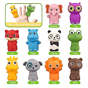 20 Pcs Farm Animals Toys for Toddlers 1-3 3-5 Kids Toys, Toddler Toys Ages 2-4 with Animal Finger Puppets and Barn Counting, Matching, Sorting & Stacking Toys, Birthday Gifts for Boys Girls