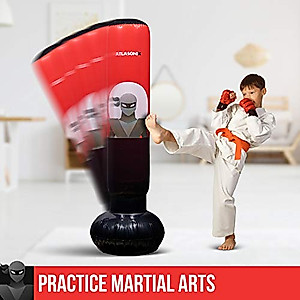 Punching Bag for Kids 8-12, Inflatable Kids Punching Bag for 3-8 Years, Karate Gifts for Boys, Kids Boxing Bag, Kid Punching Bag, Kickboxing, Taekwondo Ninja Toys