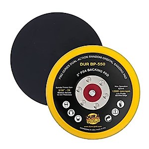 Dura-Gold Pro Series 5" PSA DA Sander Backing Plate Pad - Flexible Low Profile Edge, Dual-Action Random Orbital Sanding Pad, Vinyl Faced For Self-Adhesive Stickyback Sandpaper Discs - Auto Woodworking