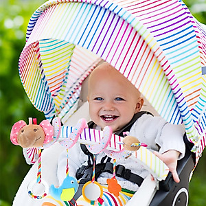 Civaner Newborn Car Seat Toys Stroller Toys for Baby 0-6 Months Infant Activity Spiral Plush Toys Hanging Car Seat Crib Toy for Boy Girls Spiral Hanging Plush Toy Baby Shower Thank You Gift(Delicate)