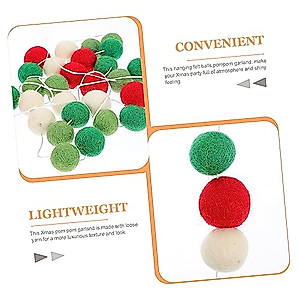 BESTOYARD Fur Ball Hanging String Christmas Decorations Felt Ball Garland Fireplace Decor Pom Pom String Christmas Hanging Bunting Ornament Christmas Tree Garland Christmas Wall Garland