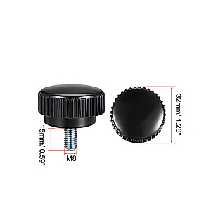 uxcell M8 x 15mm Metric Male Thread Knurled Clamping Knobs Grip Thumb Screw on Type Hand Clamping Handle Bolt with Plastic Knobs Black 5 Pcs