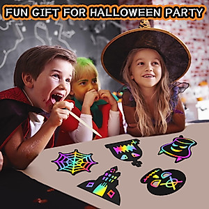 Halloween Scratch Paper Art for Kids - 48 Pcs DIY Rainbow Scratch Paper Off Cards Set for Kids Crafts Arts Supplies Class Birthday Holiday Party Activity Gift