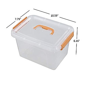 Farmoon 6 Quart Clear Storage Bin, Small Plastic Stackable Box/Container with Lid, 6 Packs, R