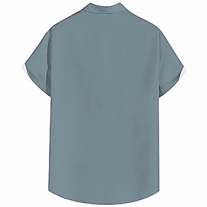 Lzzidou Men's Hawaiian Shirt Short Sleeve Button Down Beach Shirts Turquoise White