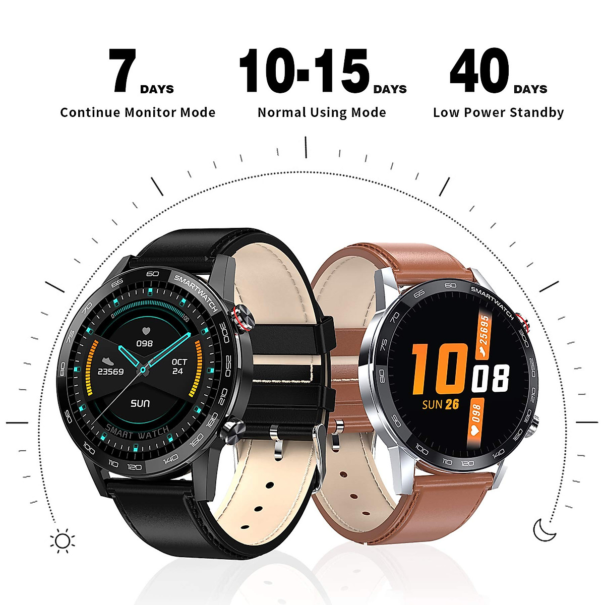 Smart Watch HD for iPhone and Android Phones, CKG Fitness Watch for Men and Women with 1.3" Full Touch Super HD Retina Display, Activity Tracker,IP68 Waterproof,Compatible iPhone Samsung