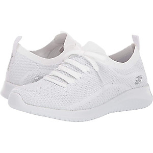 Skechers womens Ultra Flex Salutations Sneaker, White/Silver, 7.5 US