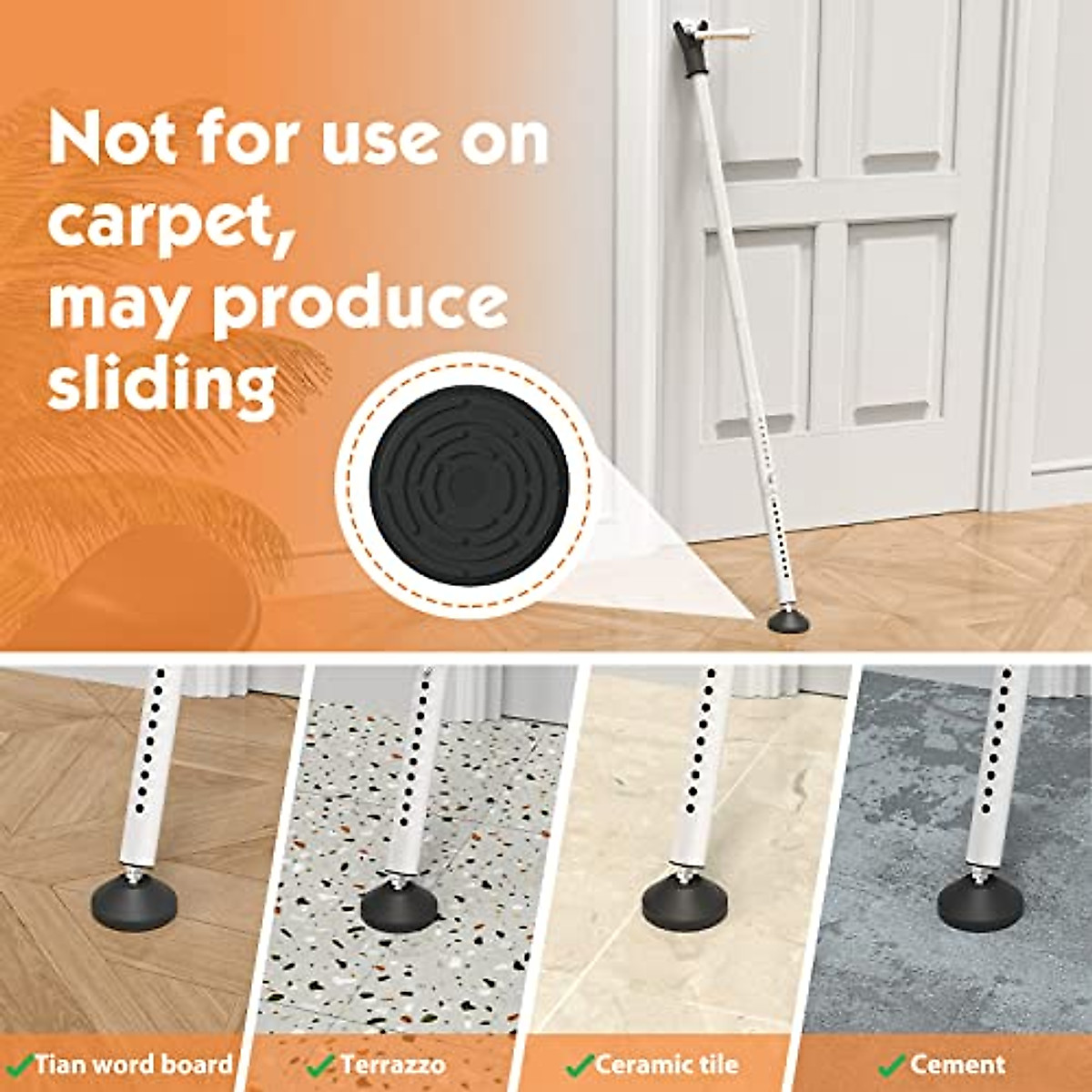 YeYeBest Door Security Bar & Sliding Patio Door Security Bar, Sliding Door Lock for Patio Door, Sliding Door, Window, Apartment, Home, Hotel Room, Removable Security Jammer Bar, White