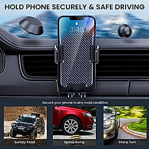Phone Mount for Car Phone Holder Mount [Military-Grade Suction] Cell Phone Car Holder Universal Phone Stand for Car Dashboard Windshield Cell Phone Automobile Cradles Fit iPhone Android Smartphone