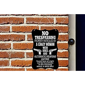 WaaHome Funny No Trespassing Signs Private Property Sign, 7.8''X11.8'' Safety & Privacy Warning Sign