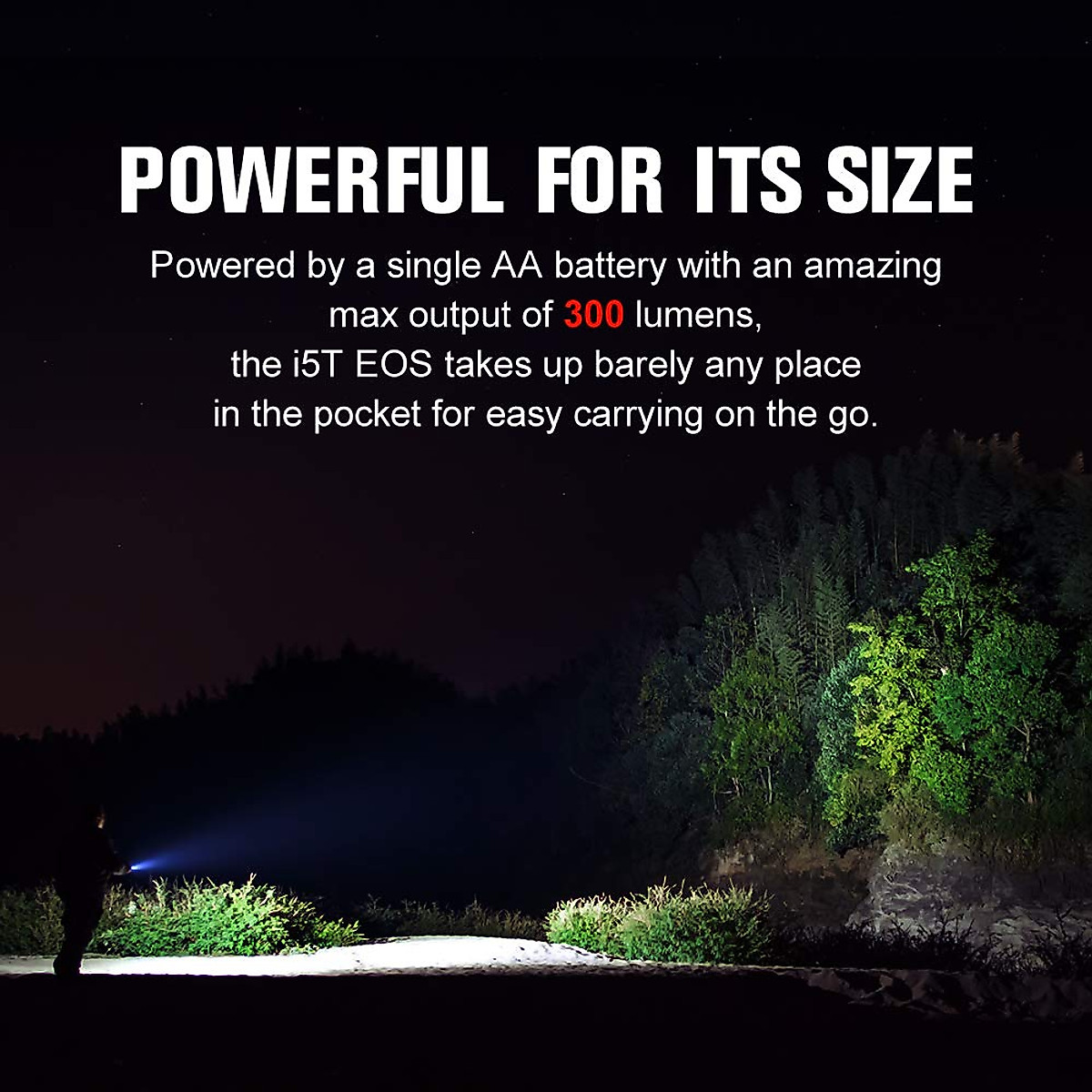 OLIGHT I5T EOS 300 Lumens Slim EDC Flashlight Dual-Output for Camping and Hiking, Tail Switch Flashlight with Beam Distance 196ft, Powered by Single AA Battery, Black