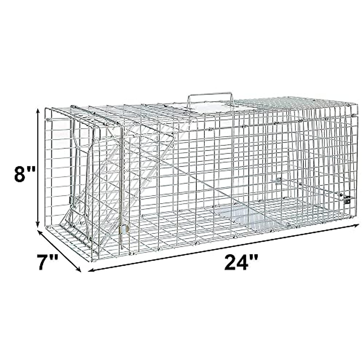 Live Animal Trap Cage Humane Cat Trap Rabbit Trap Humane Mouse Trap Live Traps for Raccoons Small Animal Trap Squirrel Traps Outdoor Groundhog Trap, 24'' Steel Humane Release Rodent Cage