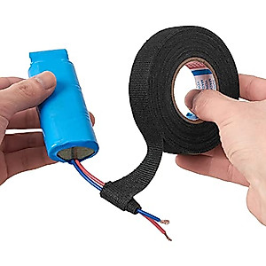 HSTECH 5 Rolls Wire Loom Harness cloth Tape, Speaker Wiring Harness Cloth Tape, Black Adhesive Fabric Tape, for Automobile Electrical Wire harnessing Noise Dampening Heat Proof(Width 0.35In to 1.25In)