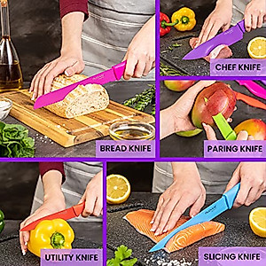 nuovva Kitchen Knife Set with Colour Coding 5 Piece Coloured Knives Set Stainless Steel