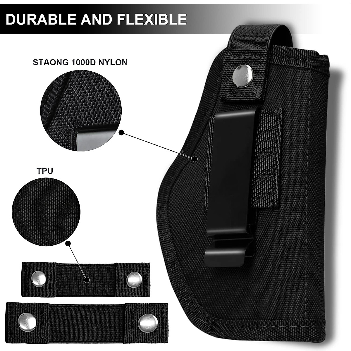 Universal Gun Holsters for Men Women, IWB/OWB 9mm Holsters for Pistols Right Left, 380 Gun Holster, Concealed Carry Holster Fits S&W M&P Shield Glock 17 19 26 27 42 43 Revolver, Similar Handguns