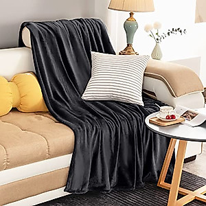 ONME Fleece Blanket, Throw Blanket for Couch - Soft Lightweight Microfiber Cool Blanket for Sofa, Bed, Camping, Travel, 50" x 60" Dark Gray