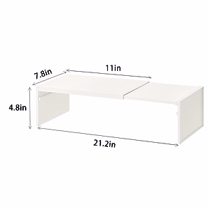 Cabinet Shelf Expandable Organizer Riser Storage Space Saver Stackable for Kitchen Pantry Cupboard Under Sink Countertop White Simple Houseware Counter (white)