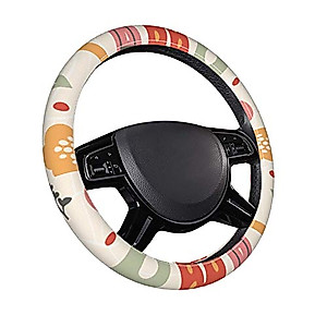 Heart Bright Name Sara Bird Poppy Nature Awesome Flower Steering wheel cover 15 inch leather female girl lady automatic non-slip wheel protector
