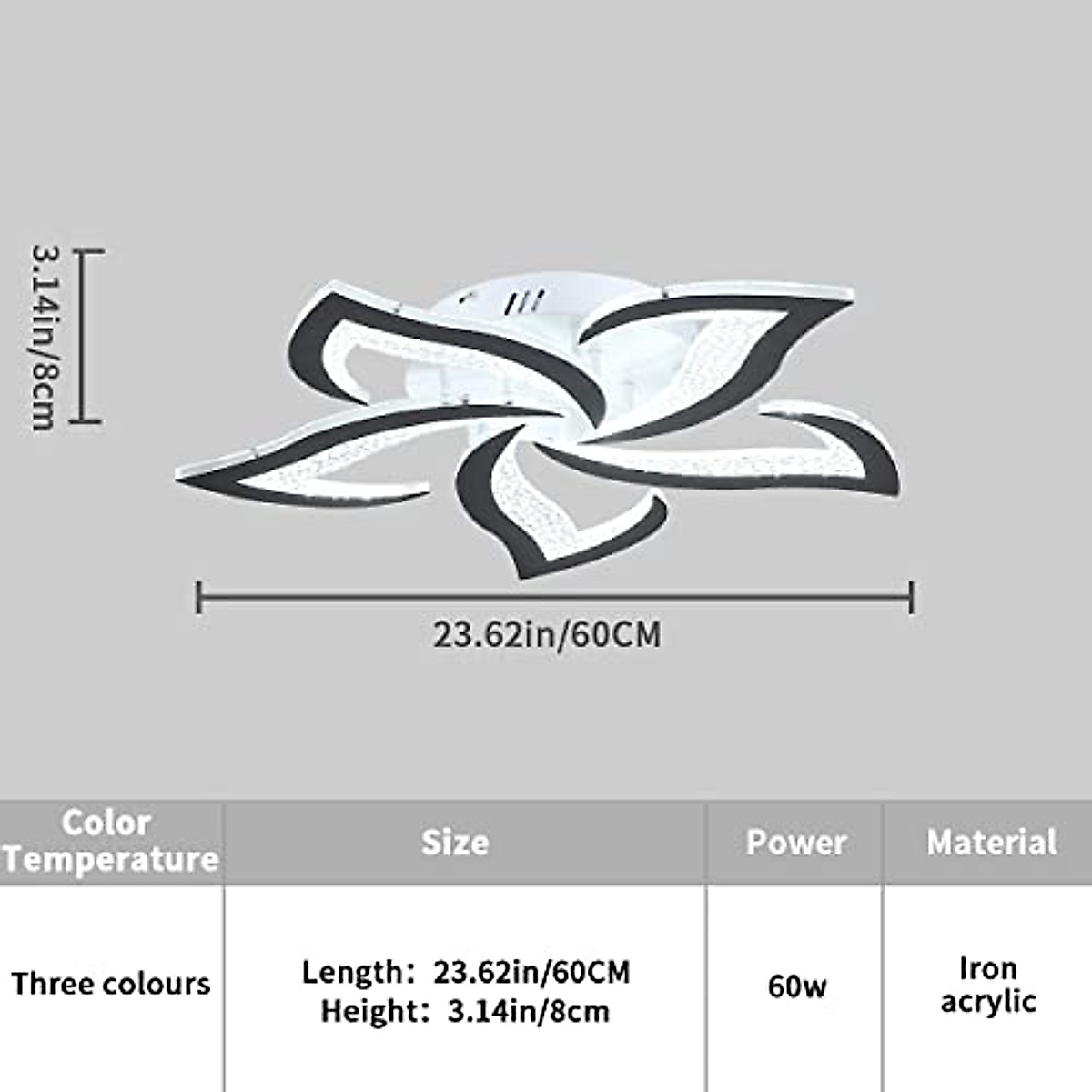 Garwam Modern LED Ceiling Lights,Black LED Dimmable Flower Shape Ceiling Light Chancelier,Flush Mount Ceiling Lamp Lighting fixture with Remote Control for Living Room Dining Room Hallway Kitchen(48W)