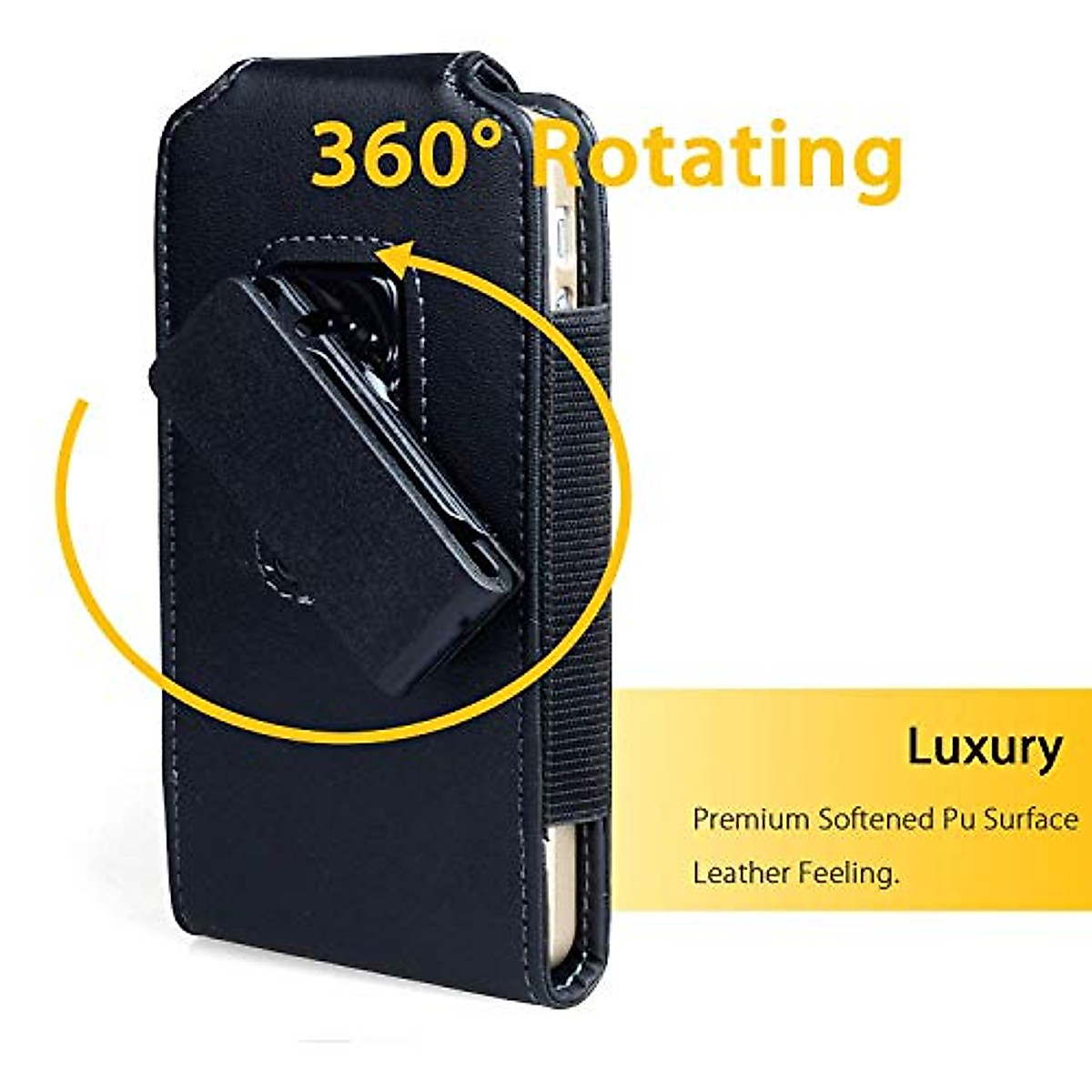 iPhone Se 2020 8 7 6s Holster Case, Gcepls Leather Pouch Sleeve Carrying Case with Belt Clip Holster for iPhone Se2 iPhone 8 7 6 6s S7(Vertical Black)