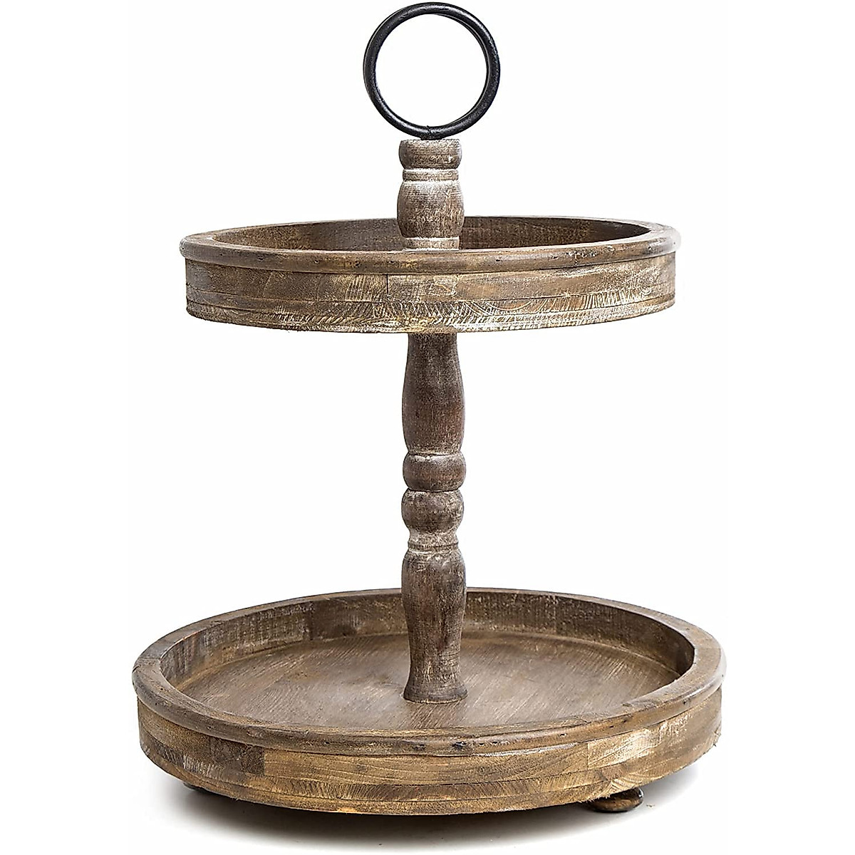 Hallops Wood 2 Tiered Tray | Rustic Farmhouse Decor | Rustic Serving Cake Stand | Galvanized Kitchen Table | Fall Decor | Food and Party Display(Coffee)