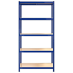 vidaXL - Durable 5-Layer Shelves, 2 pcs, Industrial Style, Galvanized Steel & Engineered Wood, Generous Storage Space, Blue