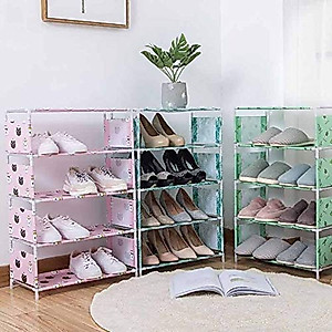 ANMMBER Shoe Rack Storage Artifact Multi-Layer Fabric Shoe Rack Shoe Rack Rack Simple Shoe Rack Dust Door Storage (Color : C)