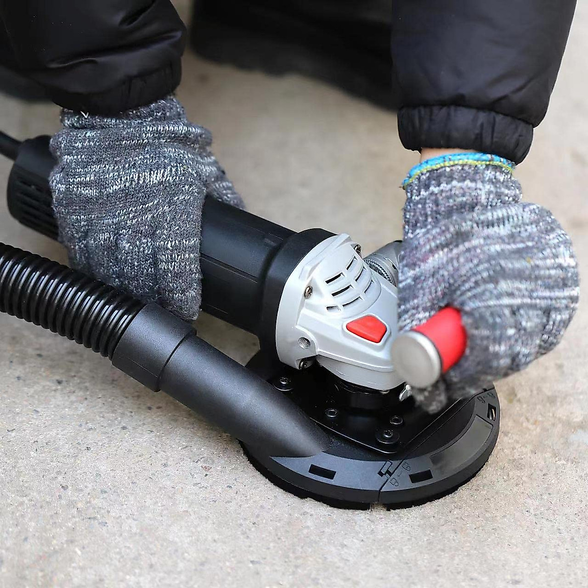 GLEX Angle Grinder Dust Shroud 4/4.5/5 inch Universal Surface Grinder Dust Shroud (125MM) Rugged one-piece iron collet,Grinder Vacuum Attachment Black