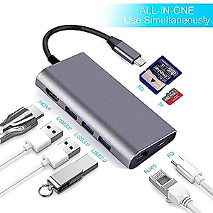 XUNMAIFHB Portable Docking Station,Type-c Docking Station USB-C Converter HDMI 8-in-1 Type c hub Multi-Function hub Fast Transmission
