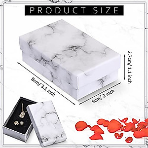 Thenshop 24 Pcs Jewelry Gift Boxes Cardboard Jewelry Boxes Packaging Mini Marble Gift Box for Necklace Pendant Jewelry Packaging for Small Business Bracelet Earring Ring 2 X 3.1 X 1.1 Inch