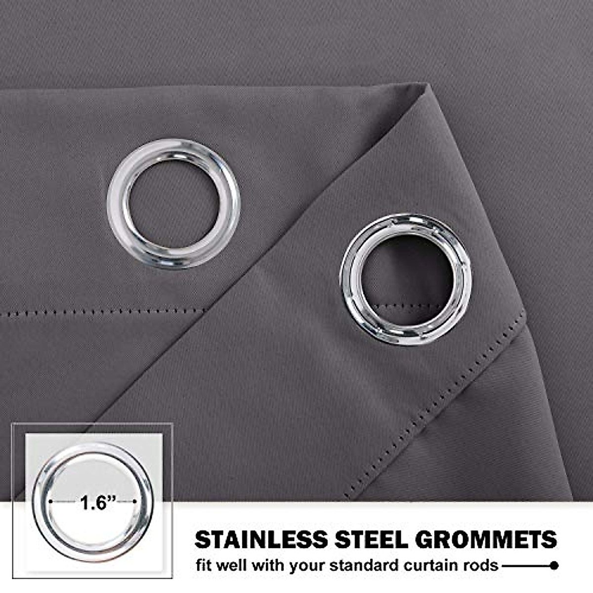 NICETOWN Kitchen Blackout Window Curtains Over Sink - Thermal Insulated Home Decor Small Blackout Grommet Winow Tiers for Short Window (52W by 24L + 1.2 inches Header, Grey, 2 Panels)