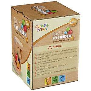 Montessori Ball Cylinder Rolling Drum - Wooden Rattle Rolling Toy - Crawling Toy for Babies 6-12 Months