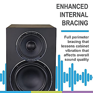 ELAC Uni-Fi Reference 3-Way 6-1/2" Bookshelf Speakers, Pair of Bookshelf Speakers System for Home Entertainment, Black Baffle with Walnut Sides