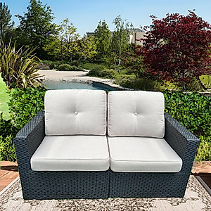 UXIUDEU Outdoor Chair Cushions 24 x 24 Inch Waterproof Fade Resistant Patio Furniture Cushions for Garden Sofa Couch Removable Bottom Cover with Ties Beige